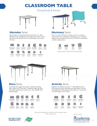 Classroom Table Quick Guide - Academia Furniture